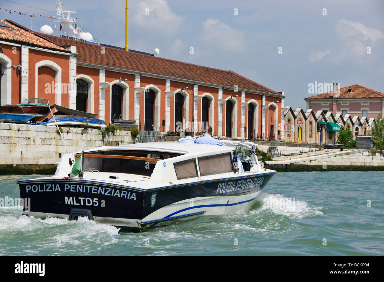 Venice - police and prison penitentiary transport boat Stock Photo - Alamy