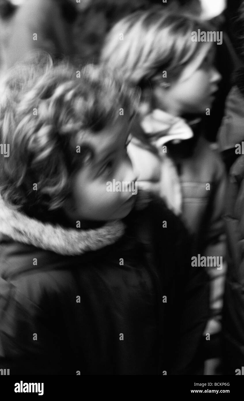 Girls looking, high angle view, b&w Stock Photo - Alamy