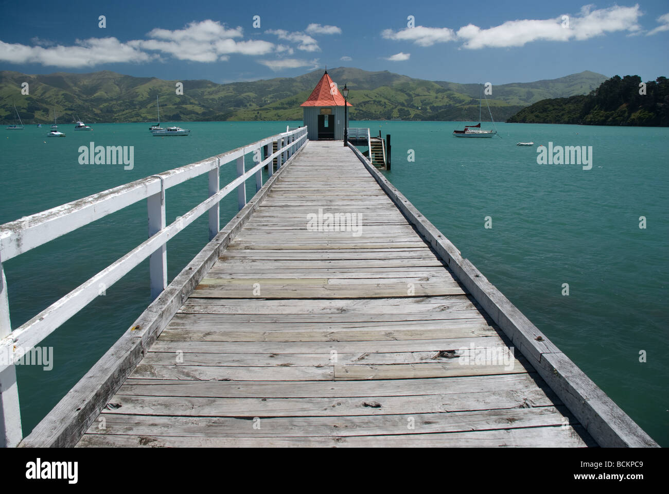 Pier in bay akaroa hi-res stock photography and images - Alamy