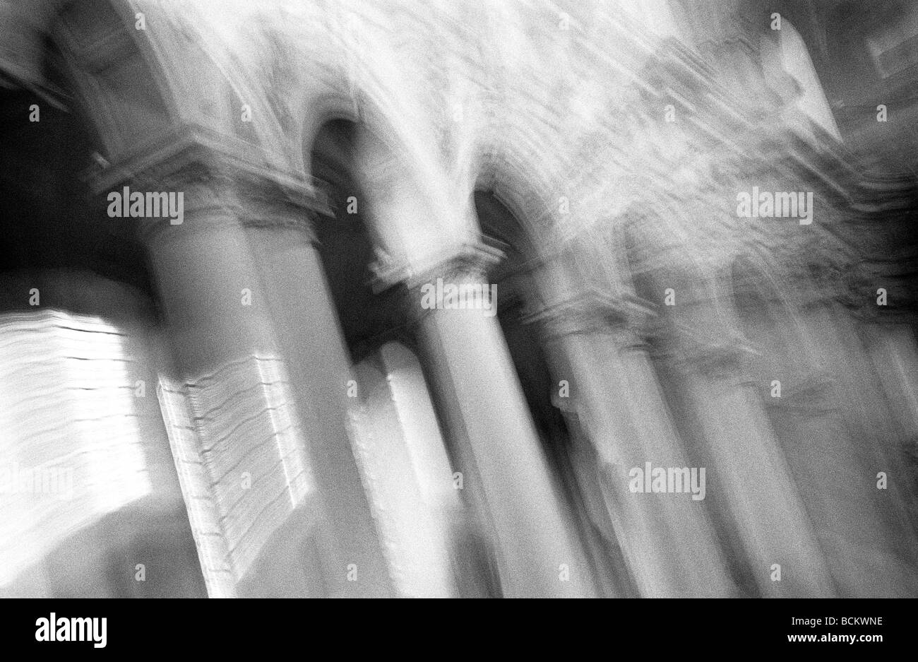 Columns in church, b&w Stock Photo - Alamy