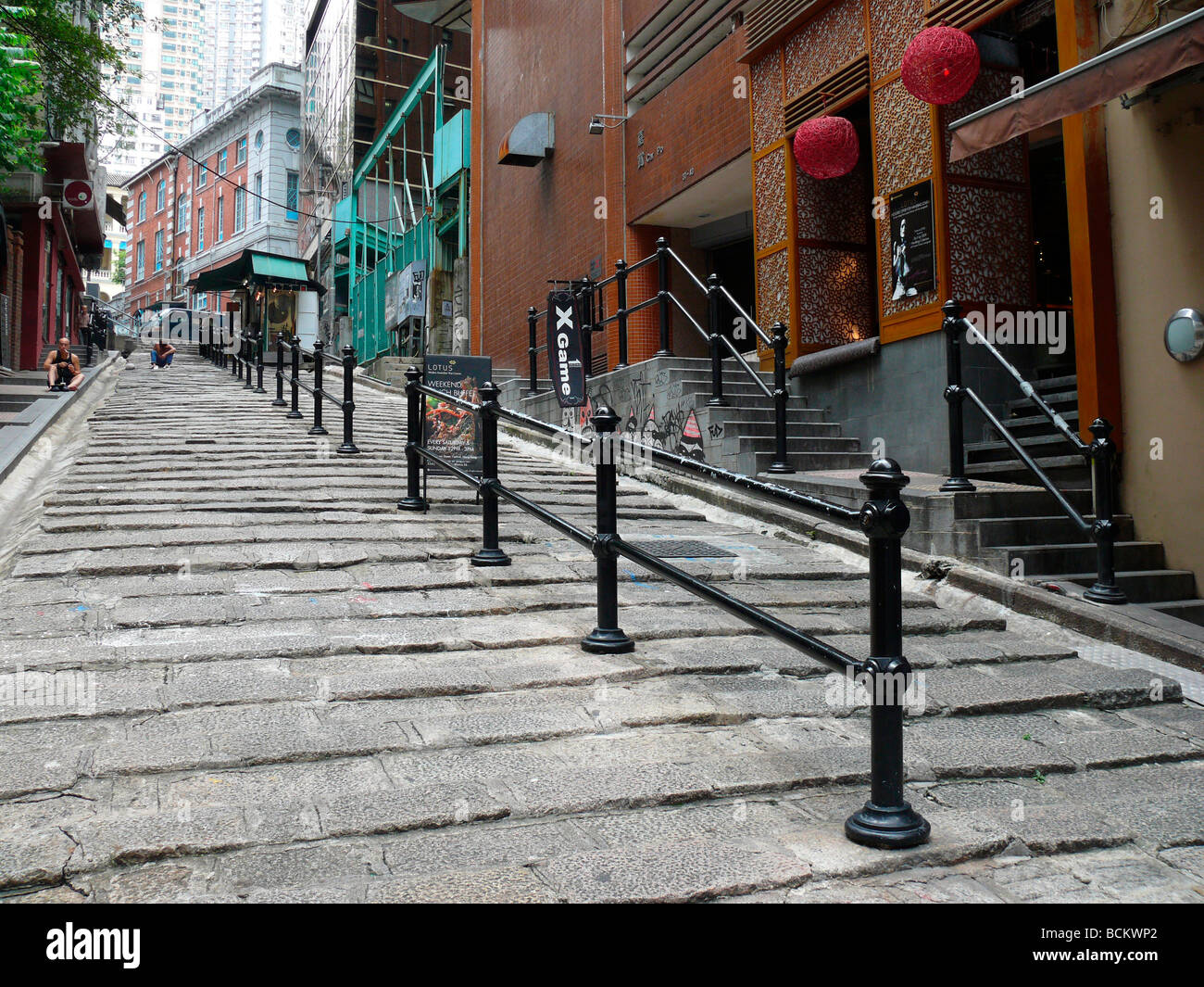 China Hong Kong street scene Ladder street or Pottinger street in ...