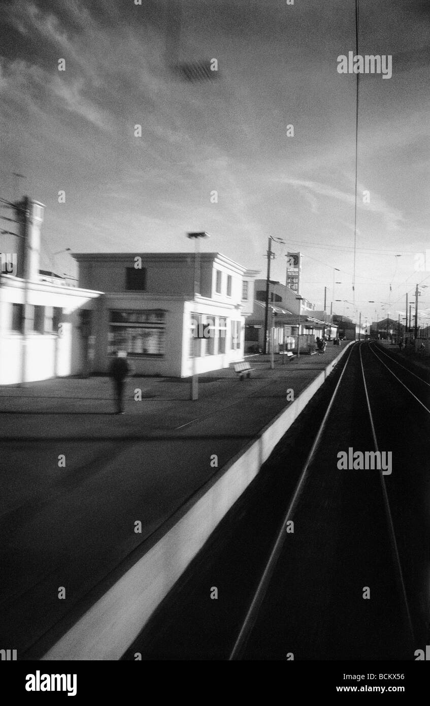 Train station, b&w Stock Photo - Alamy