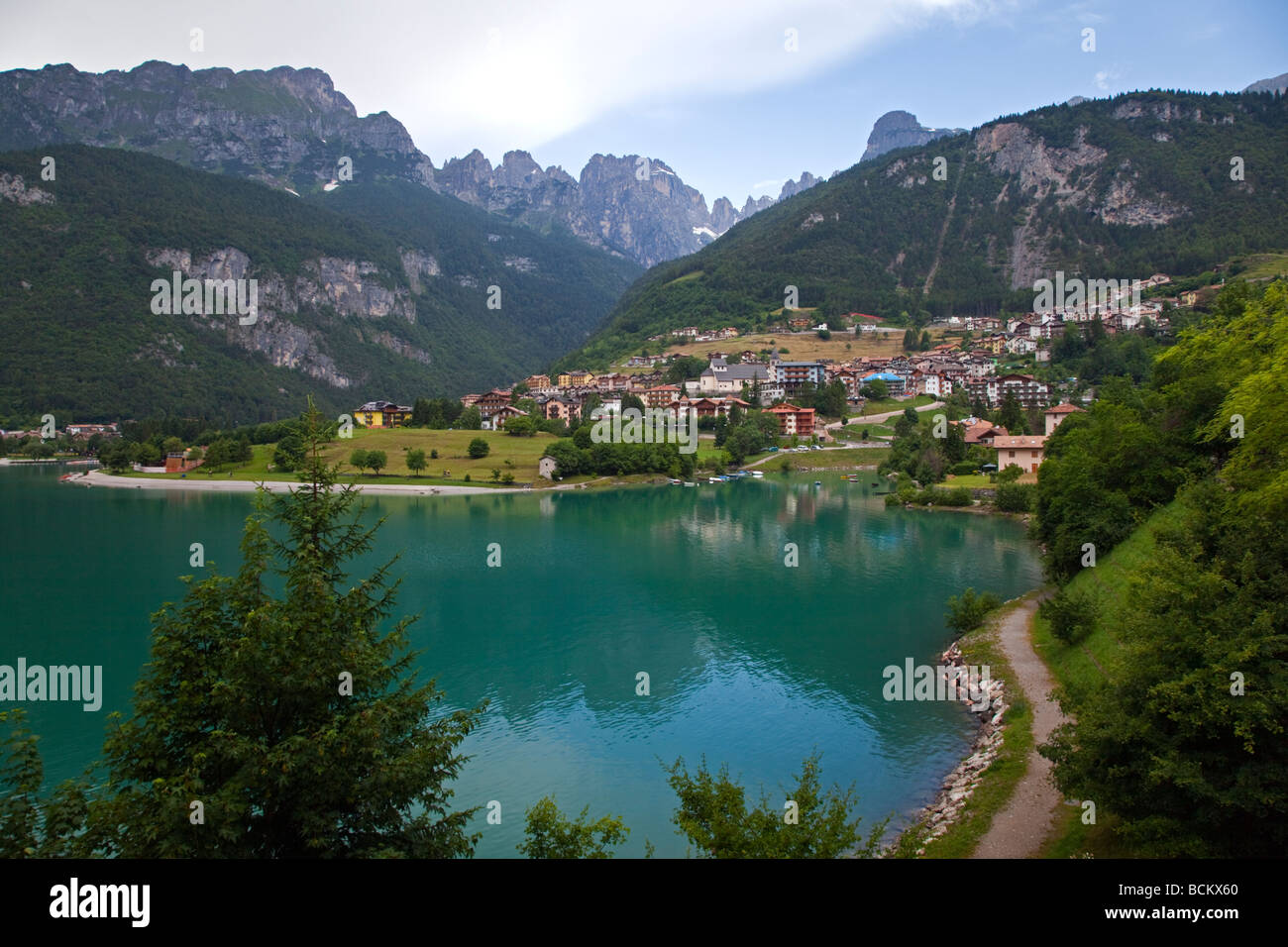 Brenta Massif and Lake Molveno, Dolomites, Italy Stock Photo - Alamy