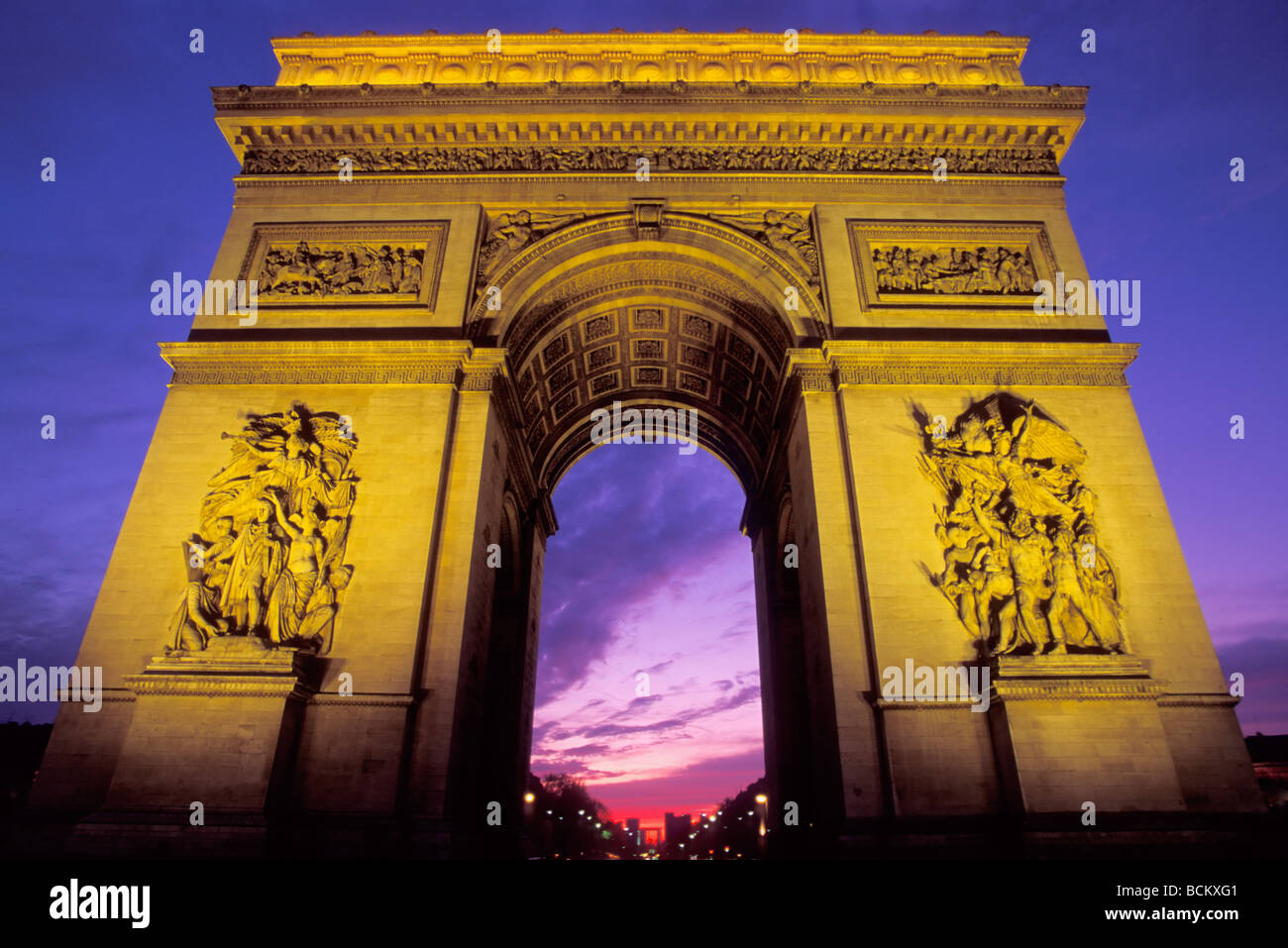Paris France EU Europe Arc de Triomphe sunset Stock Photo - Alamy