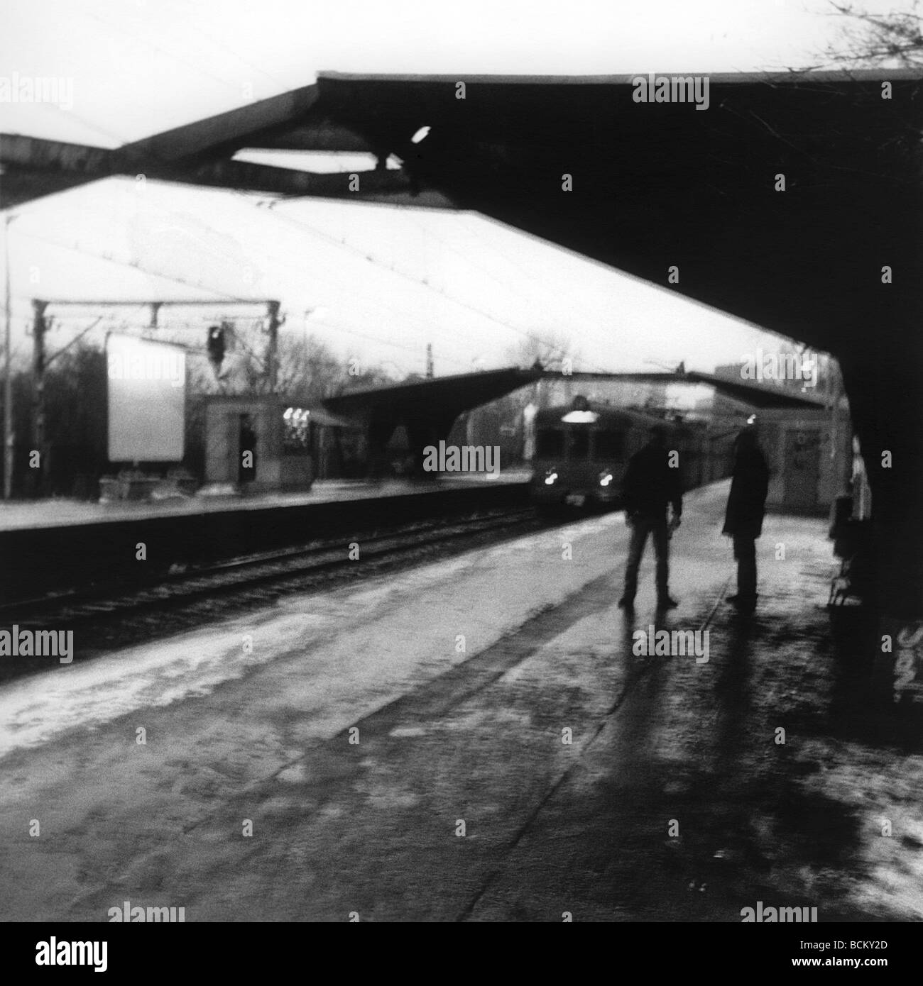 Train station, b&w Stock Photo - Alamy