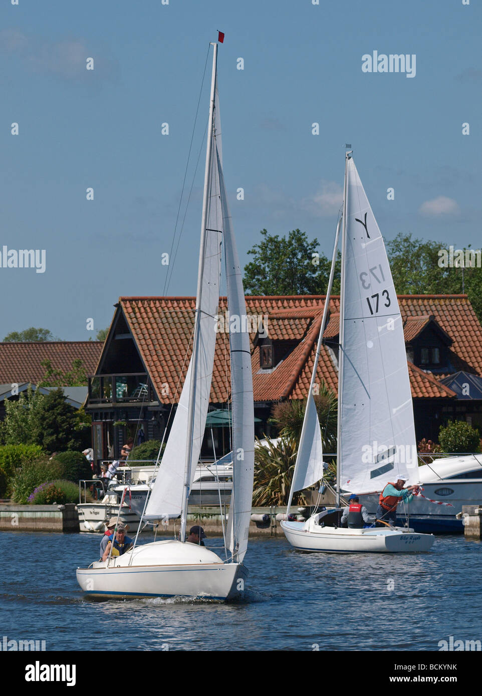 RIVER BURE IN HORNING AT THE START OF ANNUAL THREE RIVERS RACE, NORFOLK ...