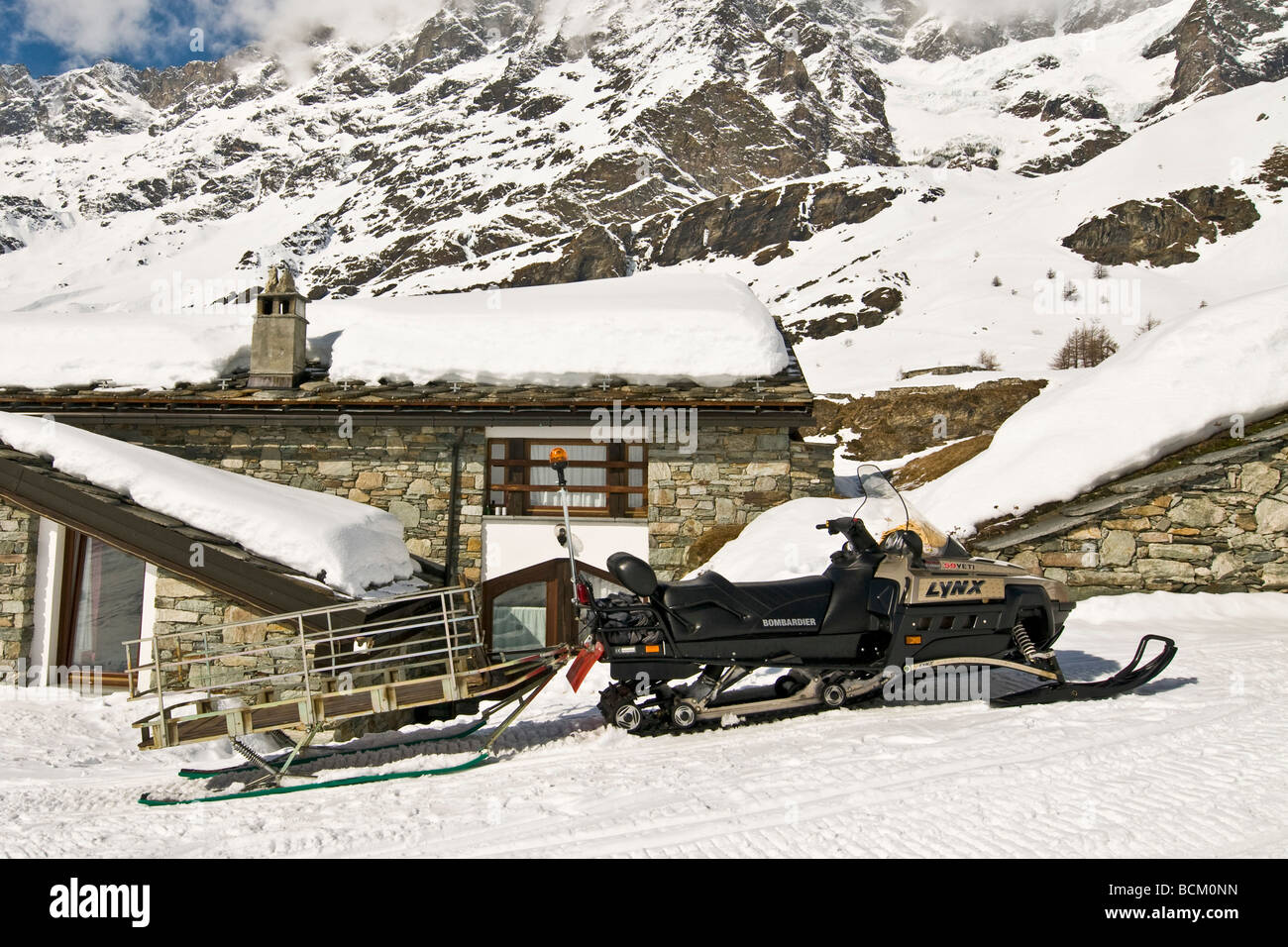 Snowmobile Cervinia Aosta Italy Stock Photo - Alamy
