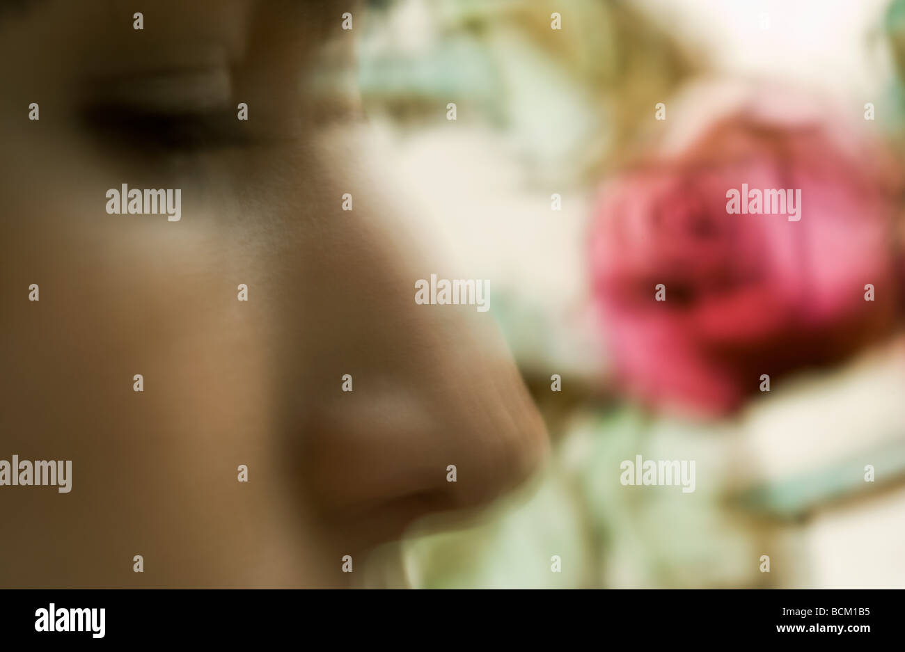 Profile of woman's face, extreme close-up, blurred Stock Photo - Alamy