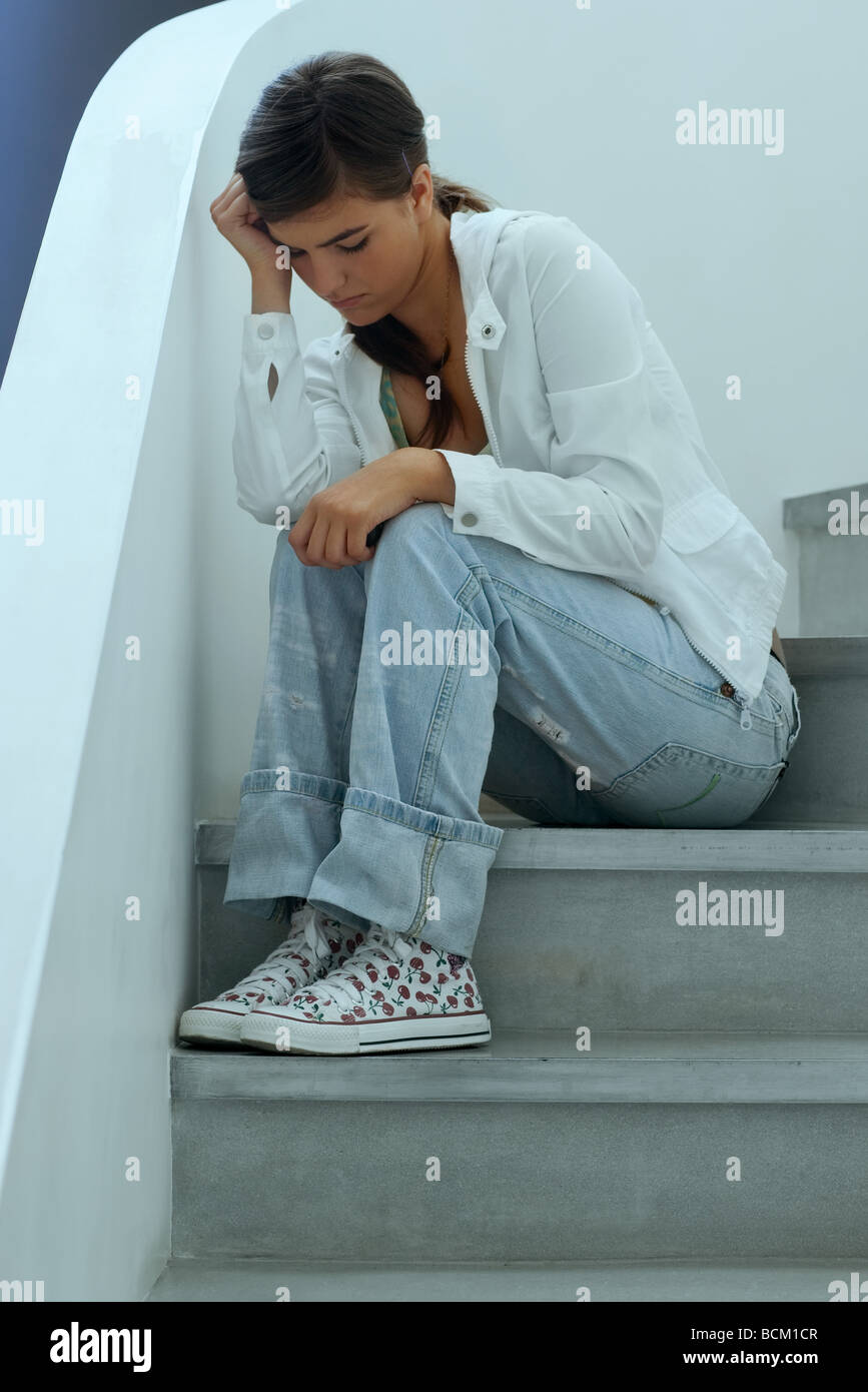 Teen Girl Sitting On Stairs High Resolution Stock Photography and Images - Alamy
