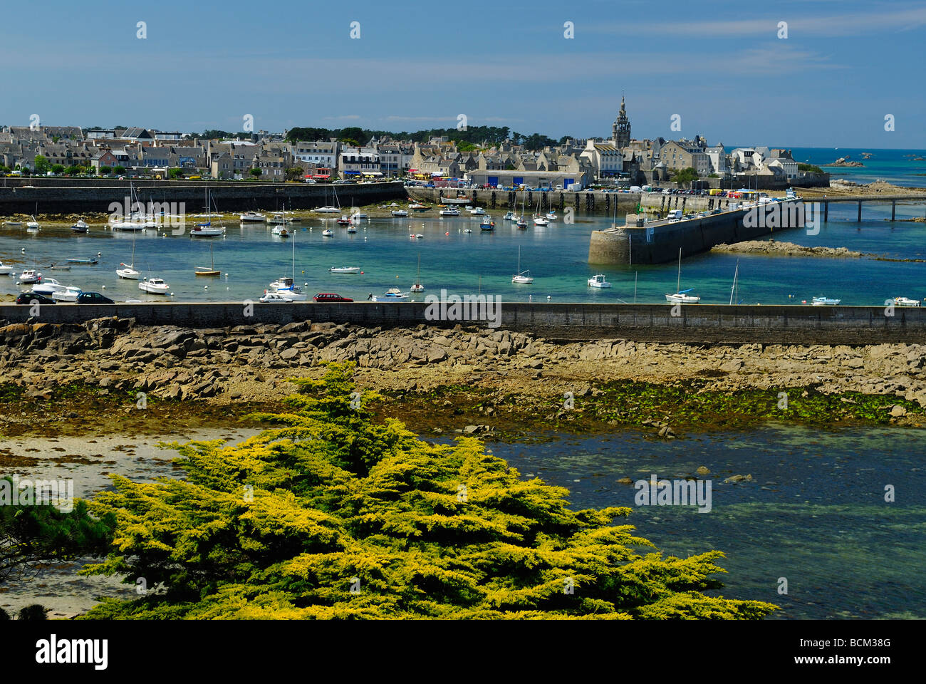 Harbour of Roscoff in Brittany at low tide Stock Photo - Alamy