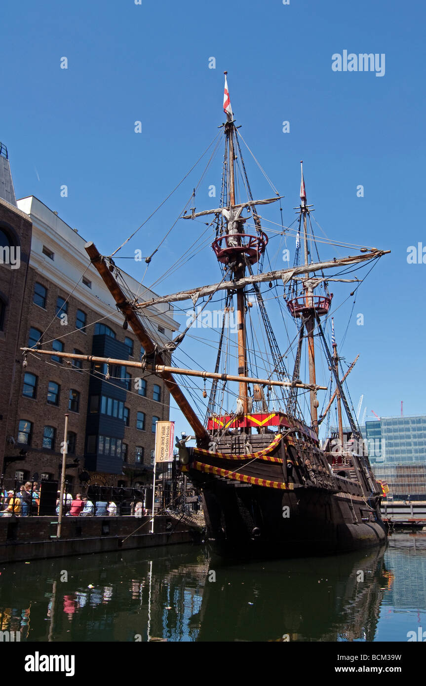 Replica of the Golden Hind or Hinde Stock Photo - Alamy