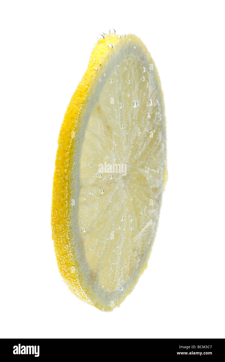 object on white food Lemon in water closeup Stock Photo - Alamy