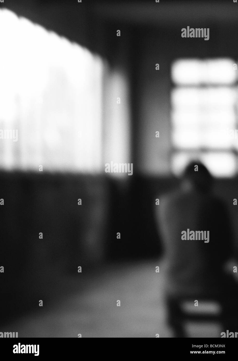 People sitting windows in Black and White Stock Photos & Images - Alamy