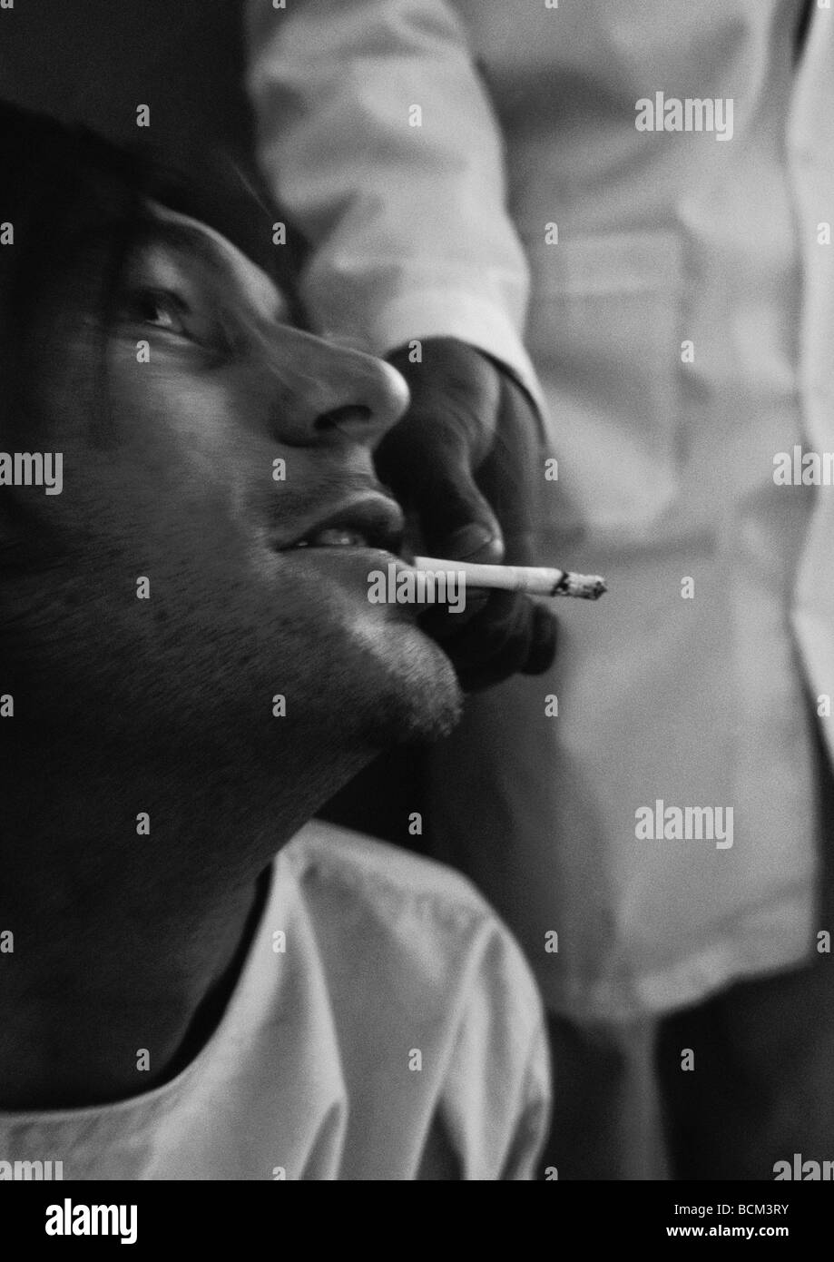 Back view patient man Black and White Stock Photos & Images - Alamy