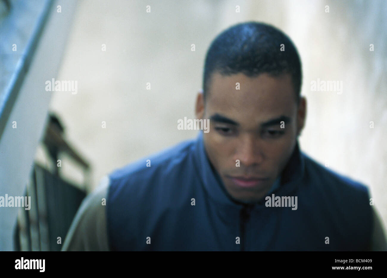 High angle pensive african man hi-res stock photography and images - Alamy