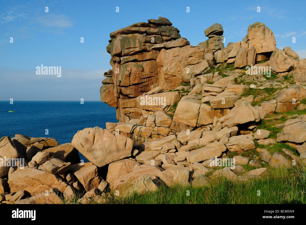 Stack of granitic rocks in Ploumanach, North of Brittany Stock Photo ...