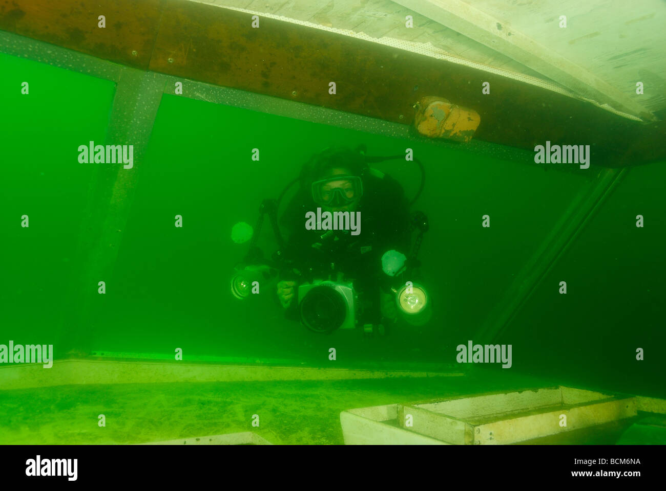 Boat shipwreck in Clear Spring lake, Texas Stock Photo - Alamy