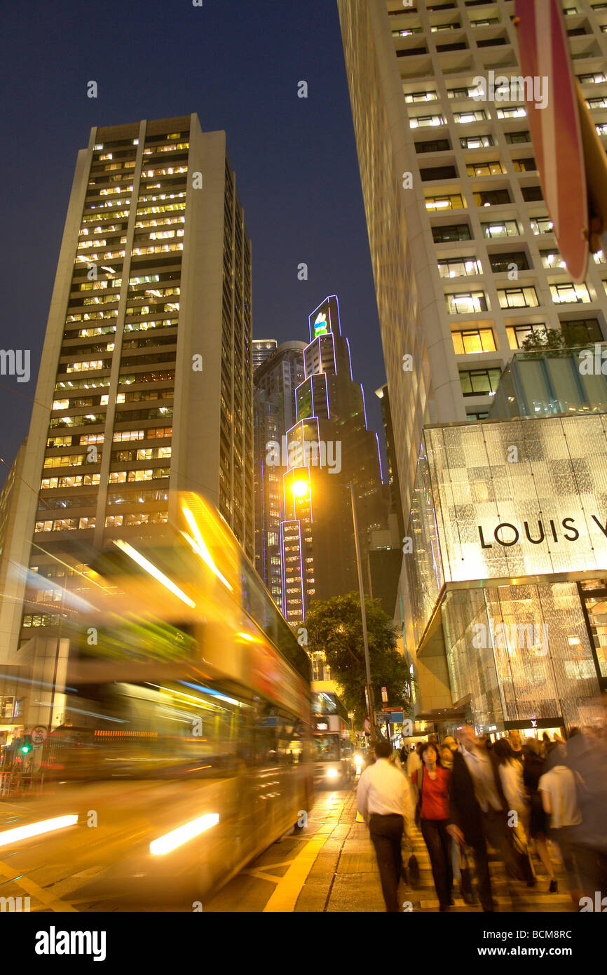 China Hong Kong rush-hour traffic in Central district at dusk Stock ...