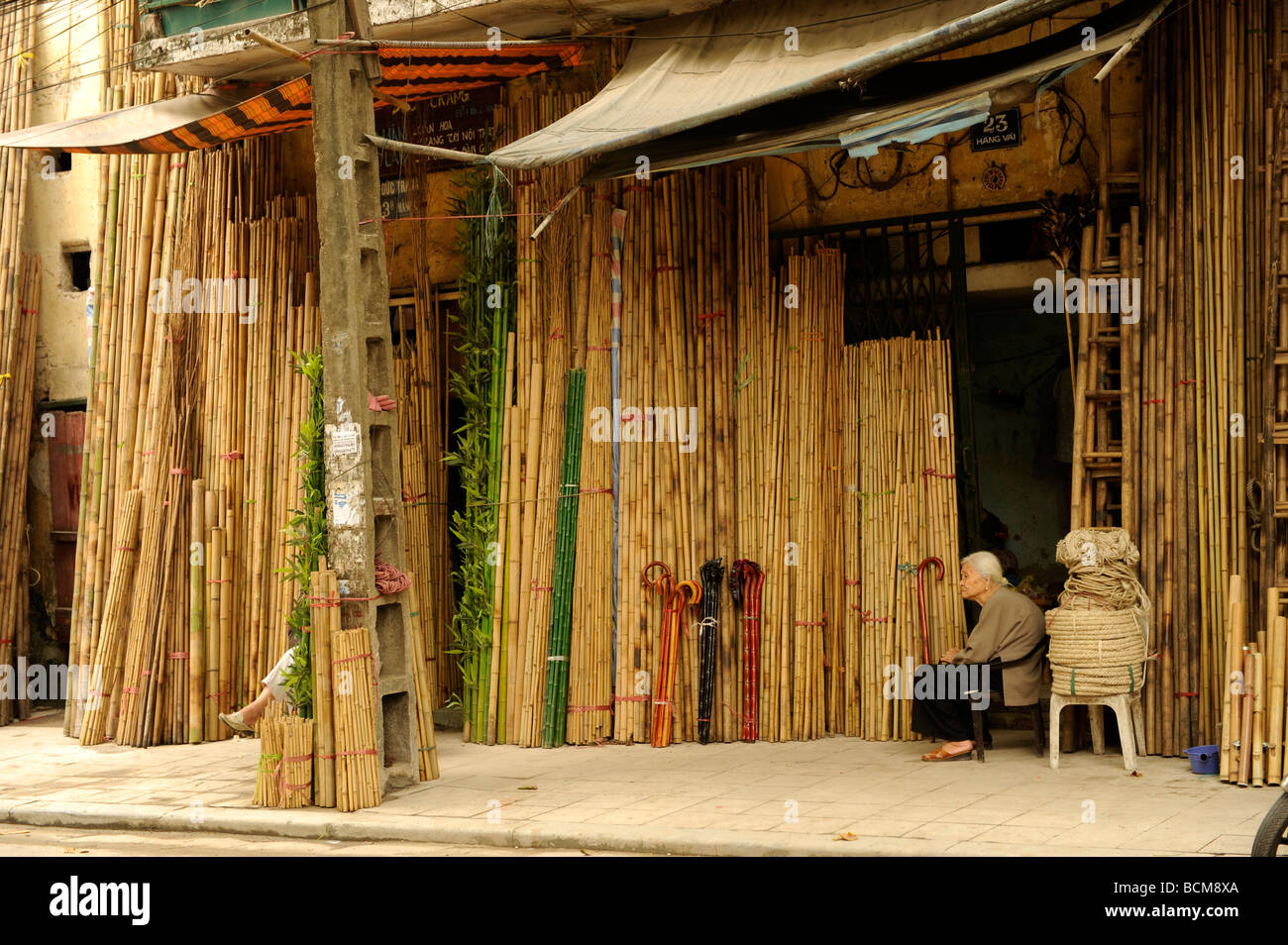 Bamboo vendor shop in old quater, Hanoi, vietnam Stock Photo - Alamy