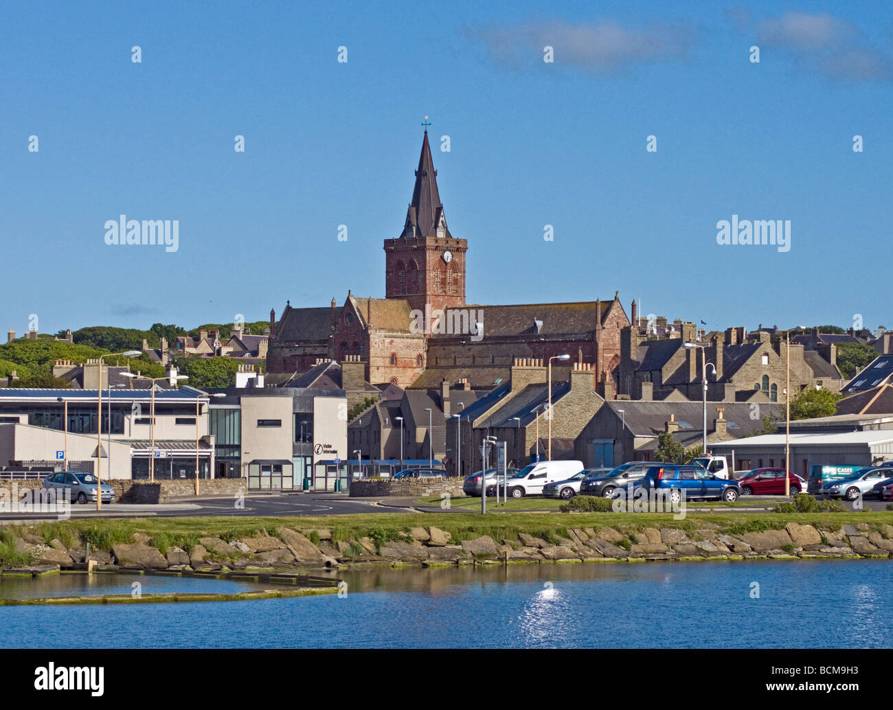 Kirkwall on Orkney Mainland in Scotland viewed from Ayre Road with St ...