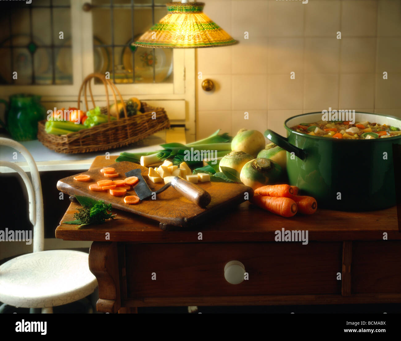 traditional kitchen with vegetables being prepared Stock Photo - Alamy