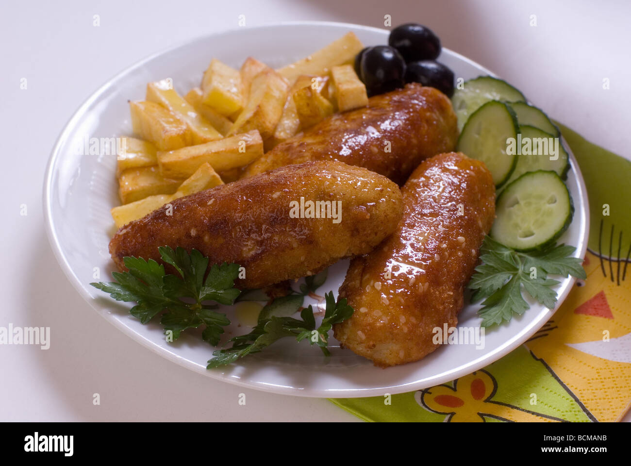 Cutlet with french fries hi-res stock photography and images - Alamy