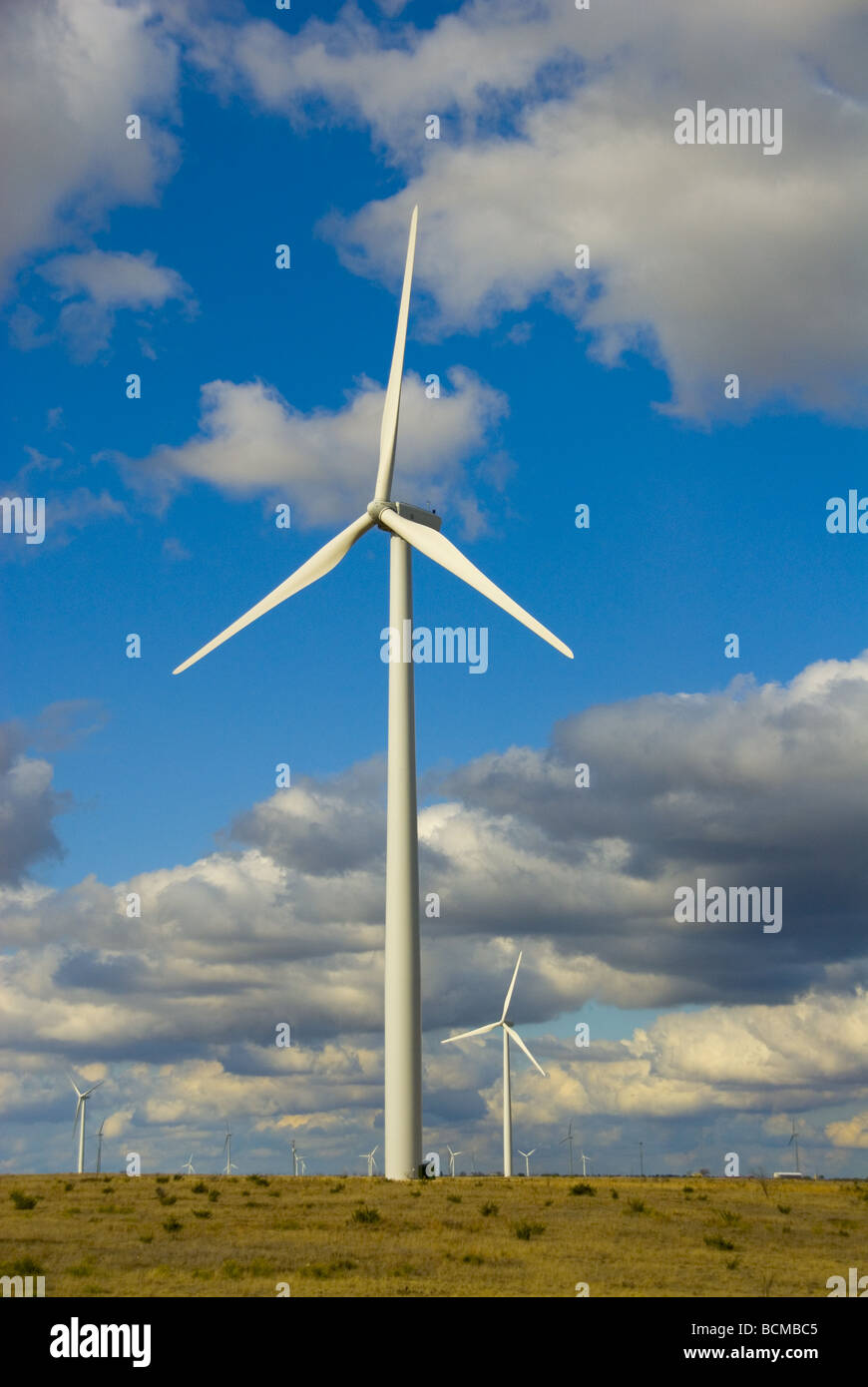 Wind Turbine Blowing Against West Texas Sky Stock Photo - Alamy