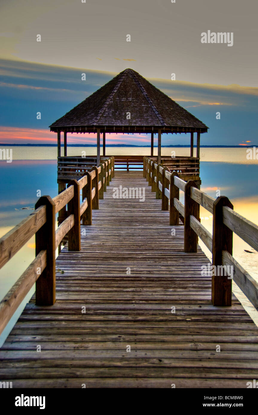 empty pier and deck at Currituck Lighthouse on the Outer Banks of North ...