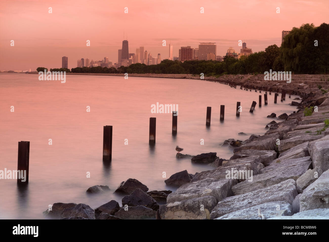 Chicago skyline sunset sears tower hi-res stock photography and images ...