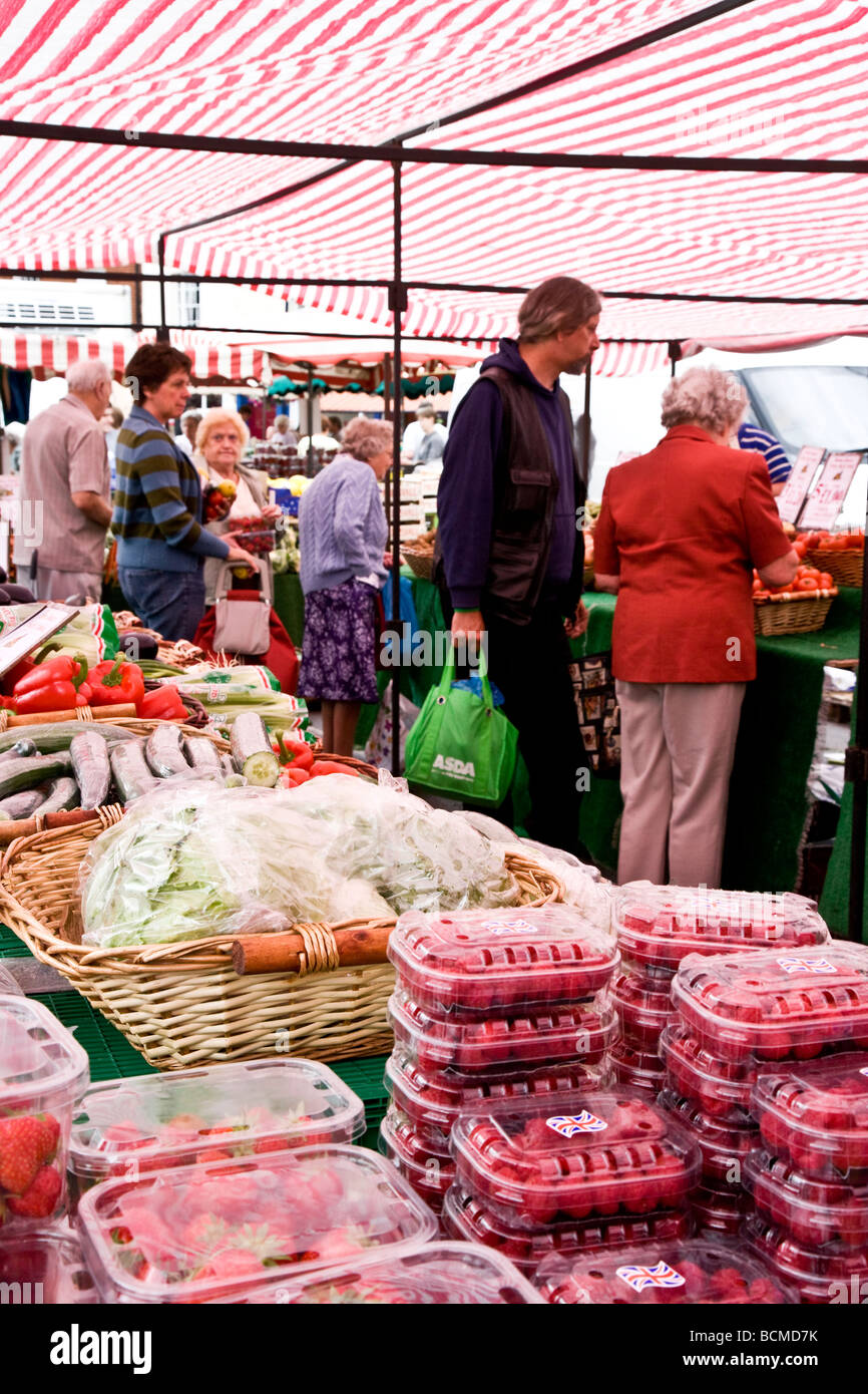 A fruit and vegetable stall at the Thursday famer's market in the ...
