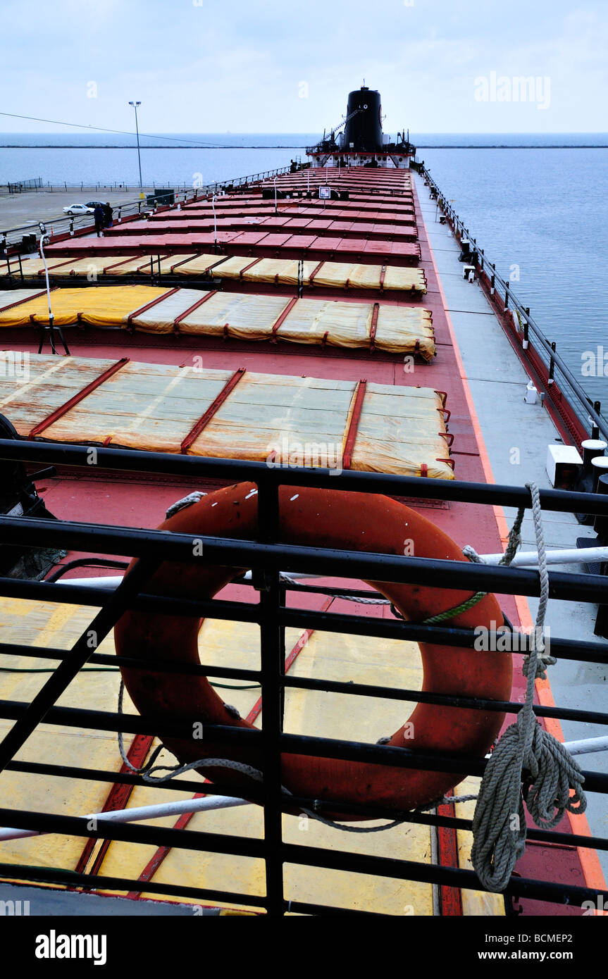 Deck of the Steamship William G Mather looking aft Stock Photo - Alamy