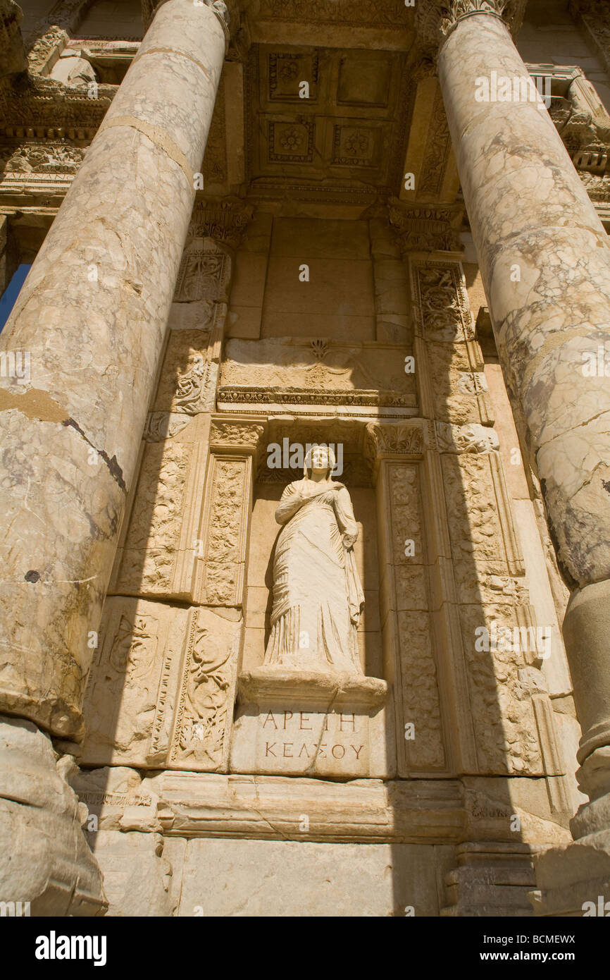 Statue in facade of Celsus Library Stock Photo - Alamy