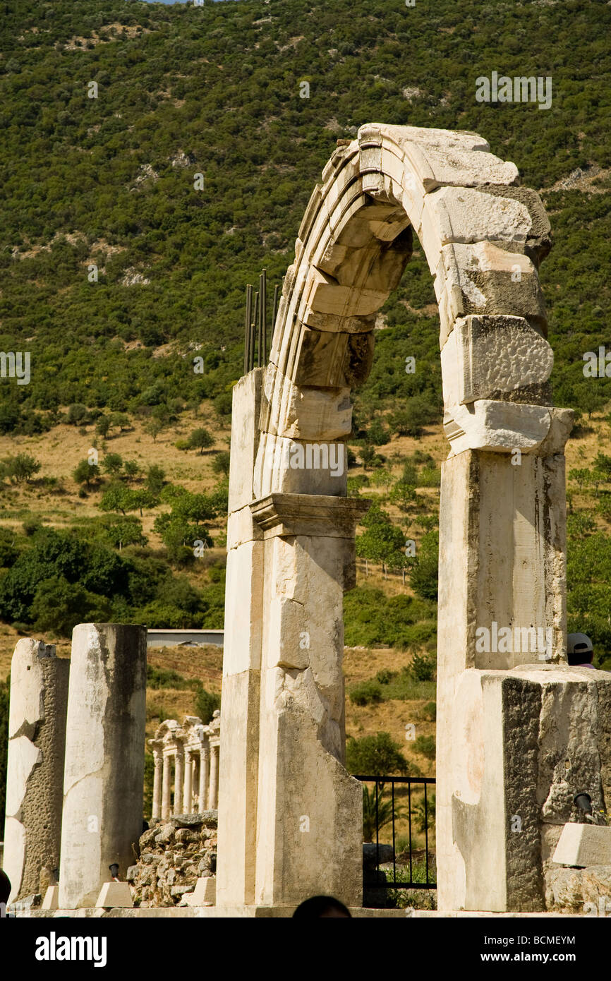 Marble arch standing along The Marble Road in Ancient Ephesus Stock ...