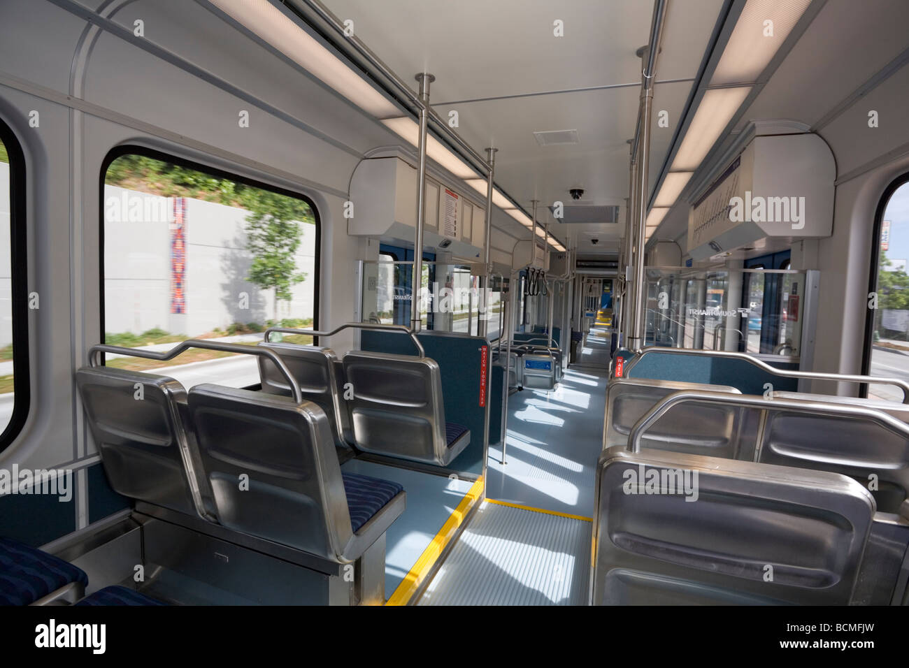 Empty Link Light Rail Car in Transit Opening Day Stock Photo - Alamy
