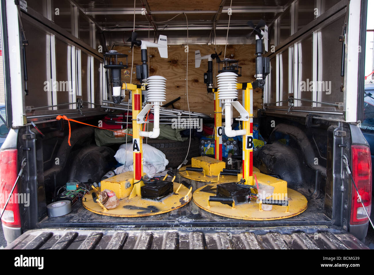 Two tornado pods sit in the back of a tornado probe truck. Project ...