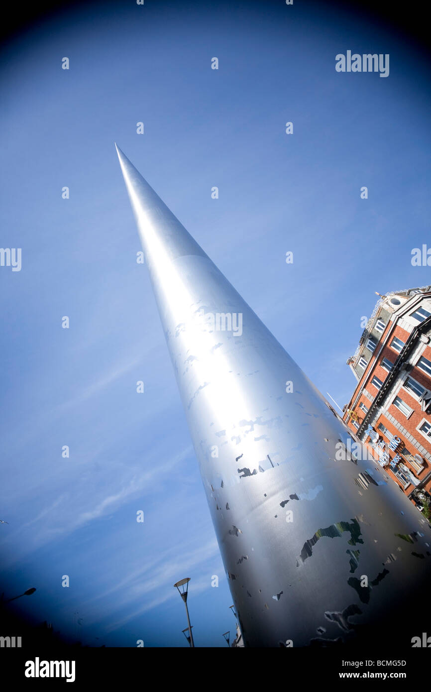 looking up the Millennium spire Dublin Ireland Stock Photo - Alamy
