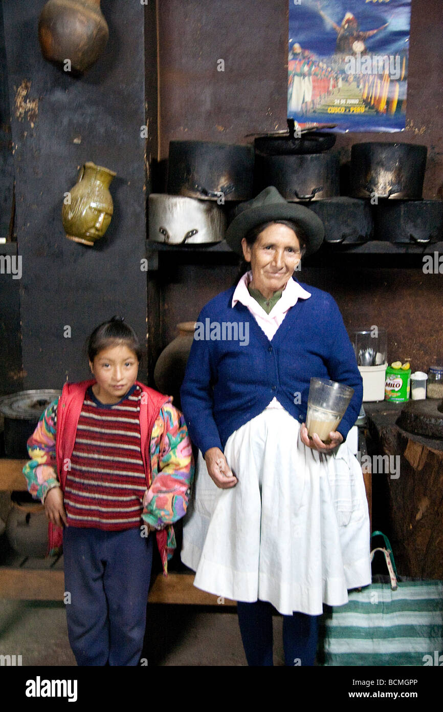 woman and child in a chicharia Sacred Valley Peru Stock Photo - Alamy