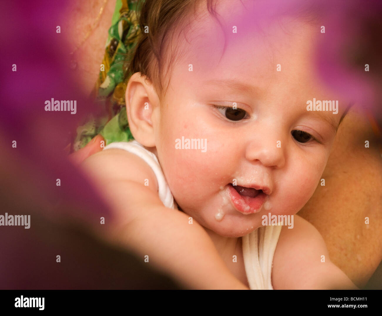 Healthy six and a half month baby boy playing Stock Photo - Alamy