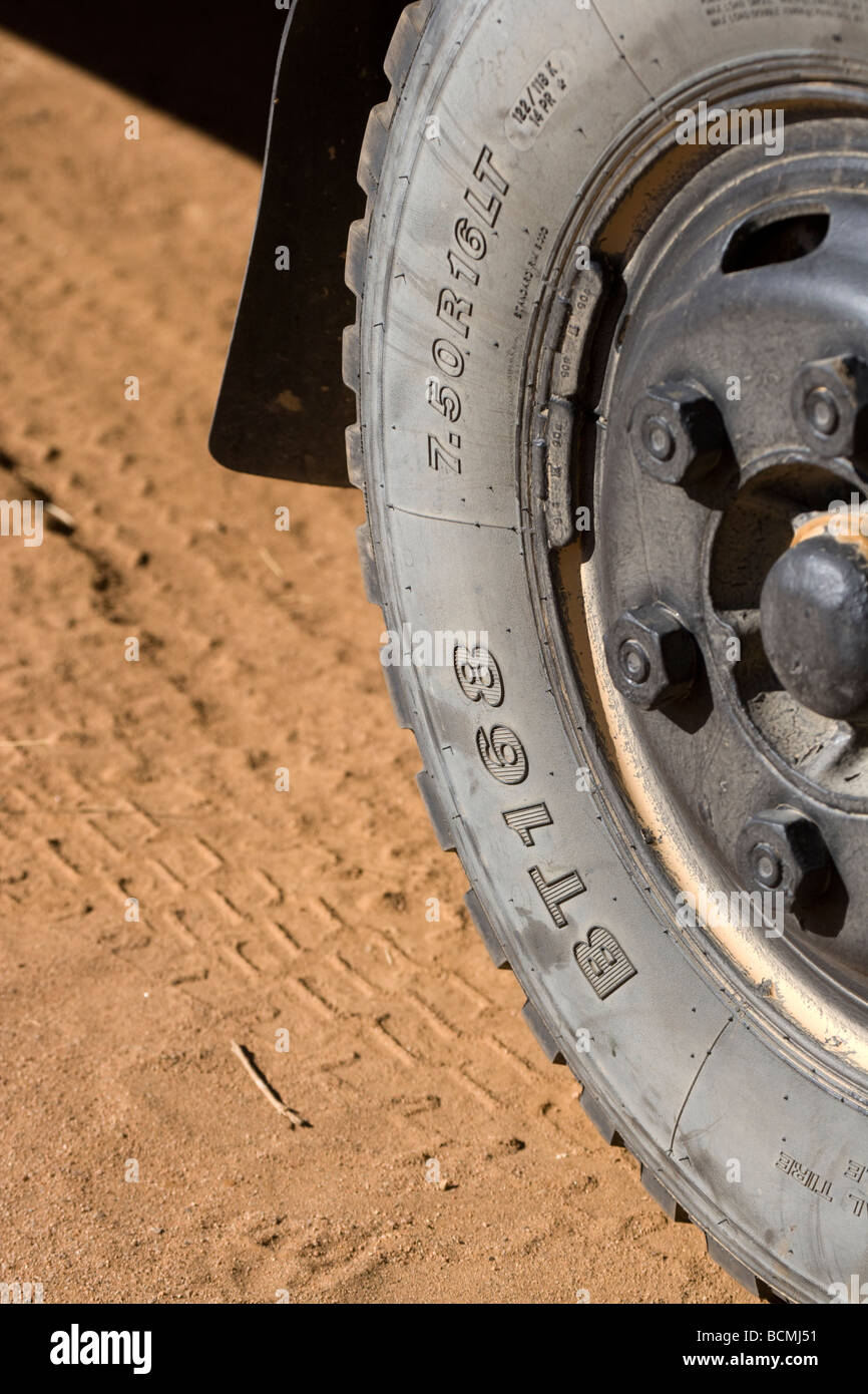 Truck wheel in the desert of Namibia Stock Photo - Alamy