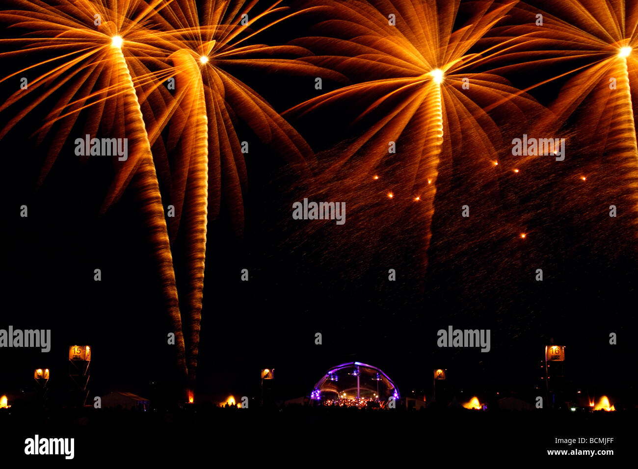 Berlin Fireworks during the Pyromusikale at the closed airport Berlin ...