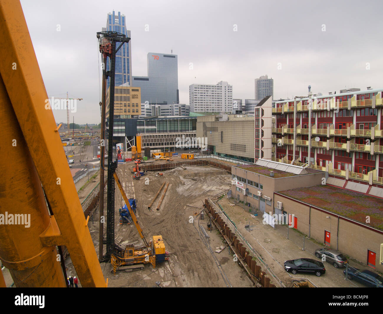 Large building construction site in the city centre of Rotterdam Zuid ...