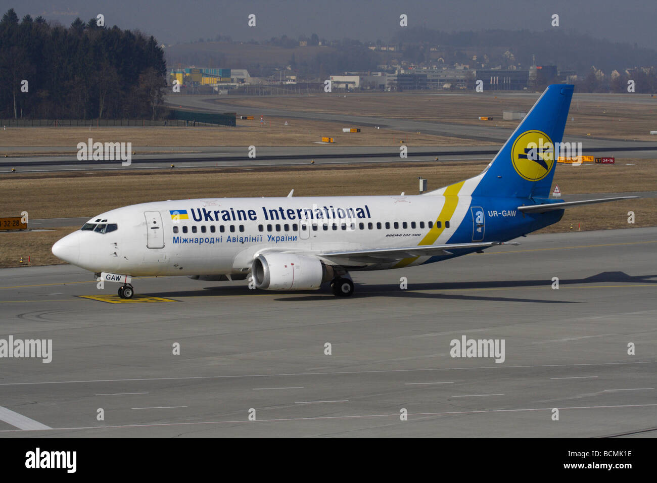 Ukraine International Airlines Boeing 737-500 at Zurich Airport Stock ...