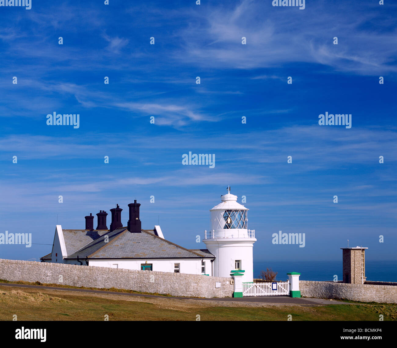 Anvil Point lighthouse on the Dorset Jurassic Coast near Swanage ...
