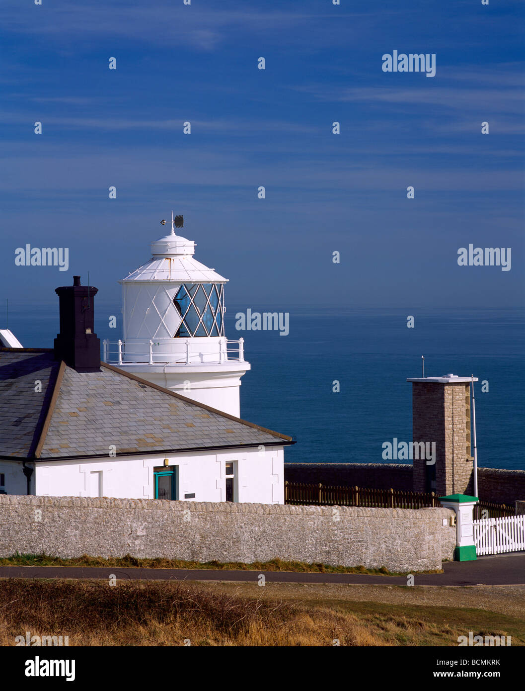 Anvil Point lighthouse on the Dorset Jurassic Coast near Swanage ...