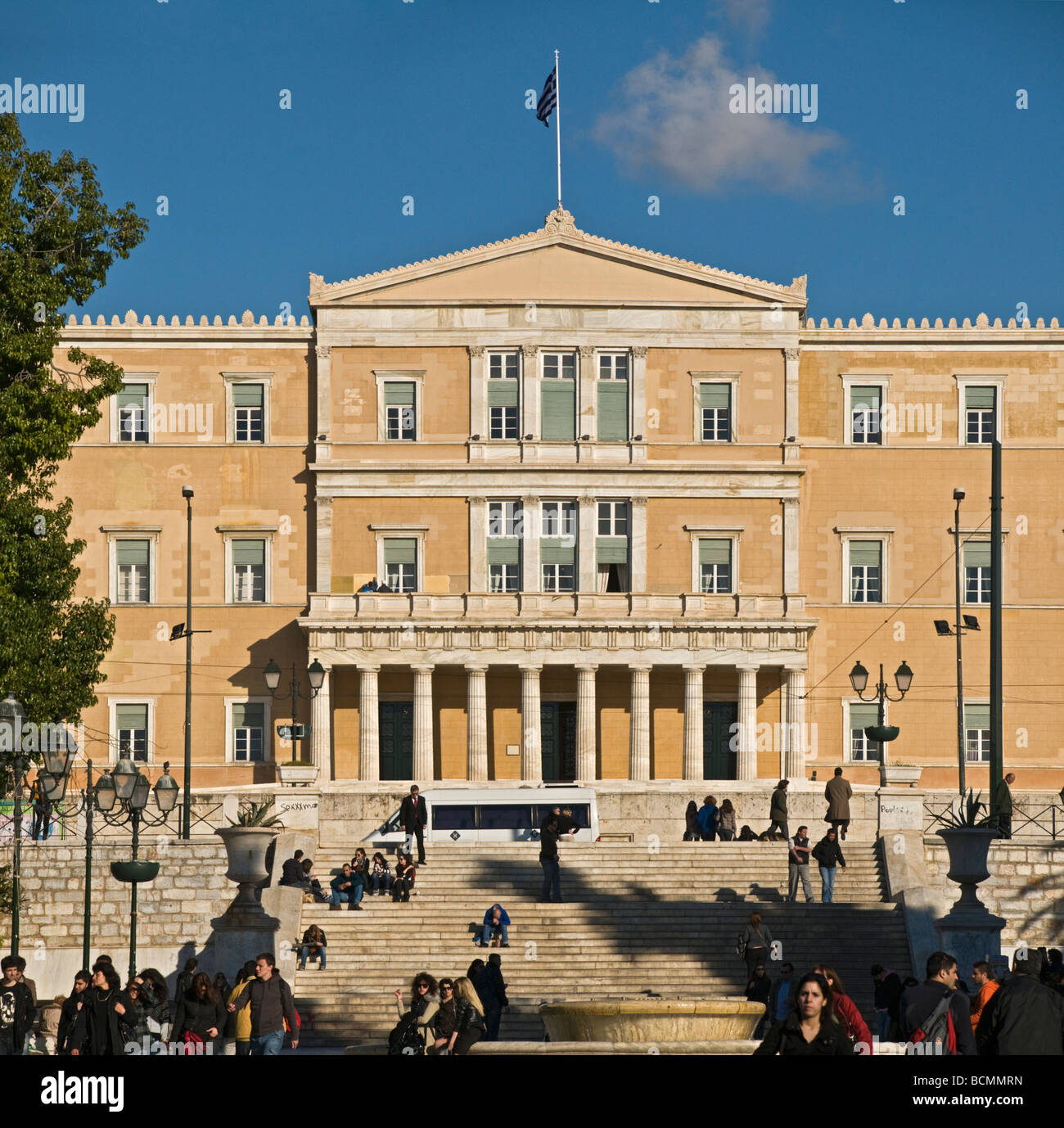 The parliament building in Syntagma Square in the center of Athens ...