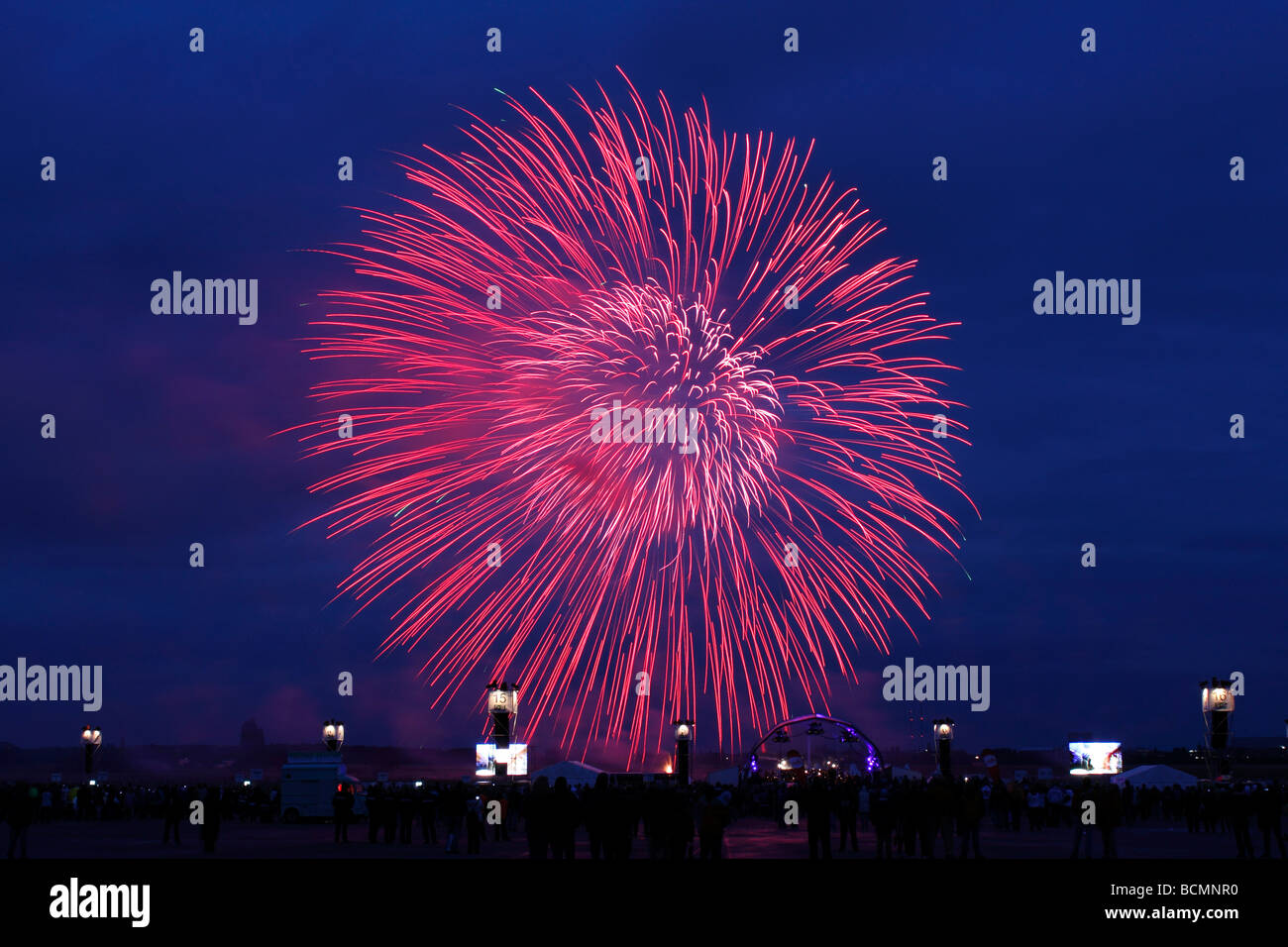 Berlin Fireworks during the Pyromusikale at the closed airport Berlin ...
