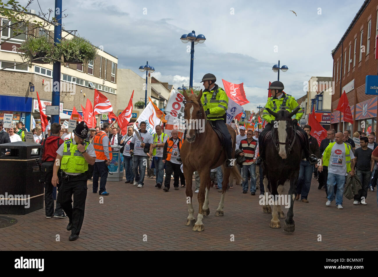 Marching through Redcar Stock Photo - Alamy