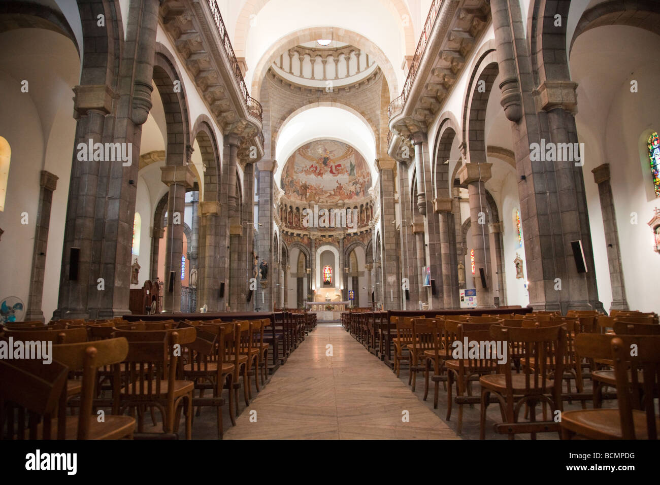 The Cathedral of St. Vincent de Paul towers high above Avenue Bourguiba ...