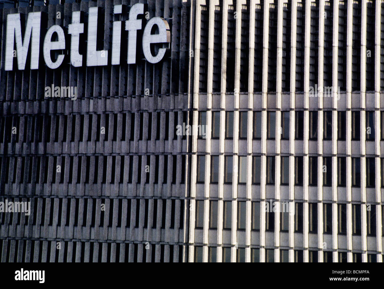MetLife Building New York City. Close up detail. building facade and ...