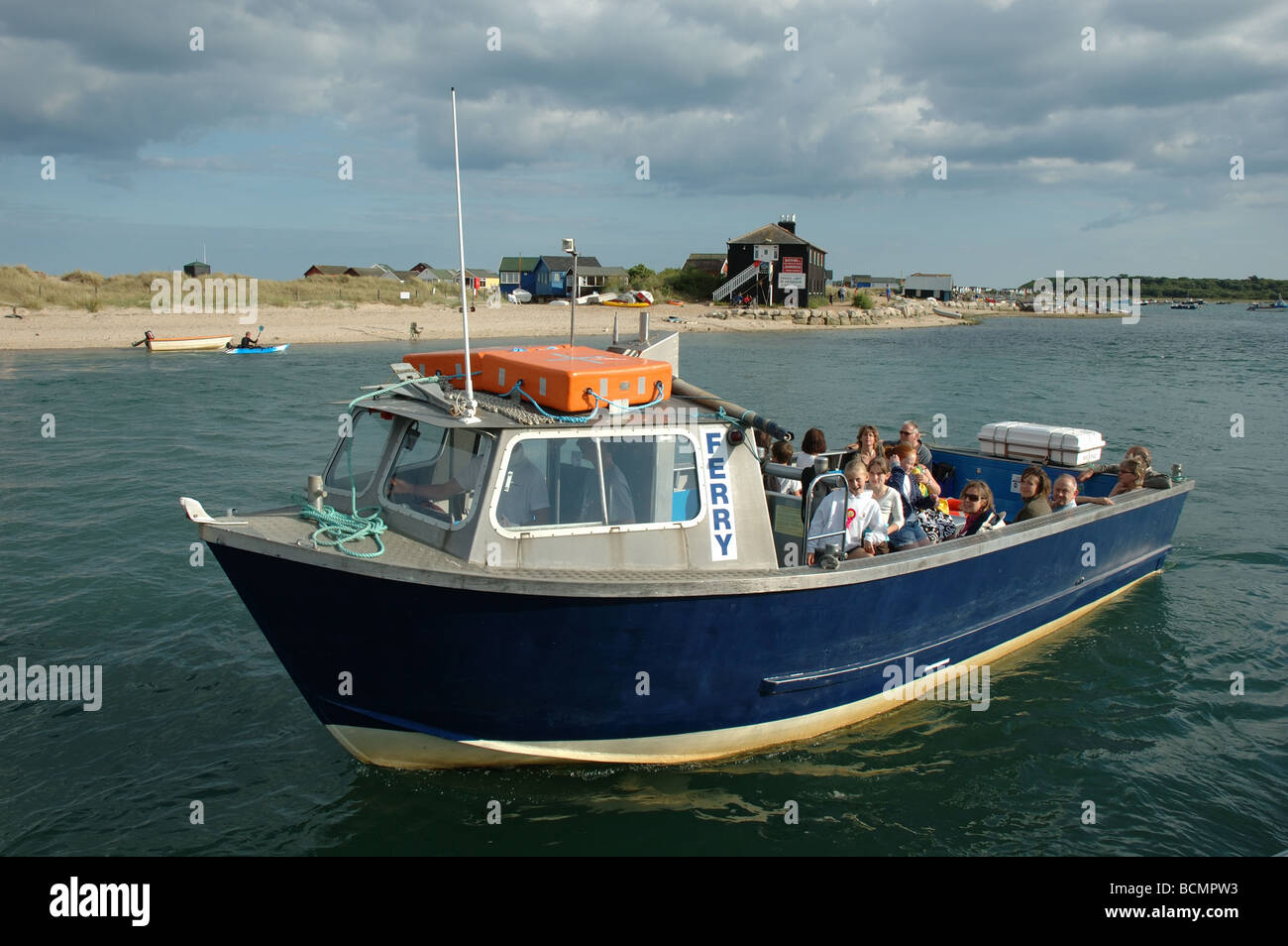 the ferry which travels between Mudeford Sandbank and Mudeford Quay at ...
